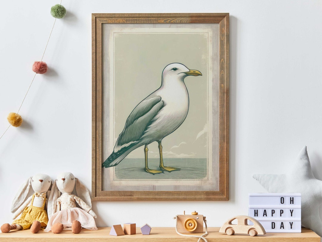 Seagull Print, Sea Bird Wall Art, Bird Art, Nautical Nursery Decor, Sea ...