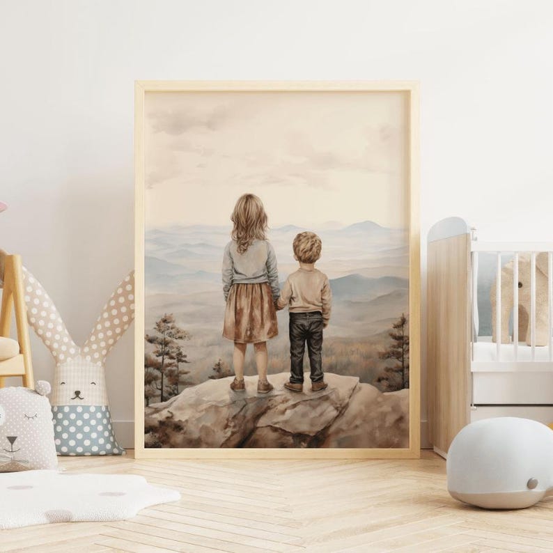 Sibling Print, Adventure Nursery Decor, Brother and Sister Shared ...