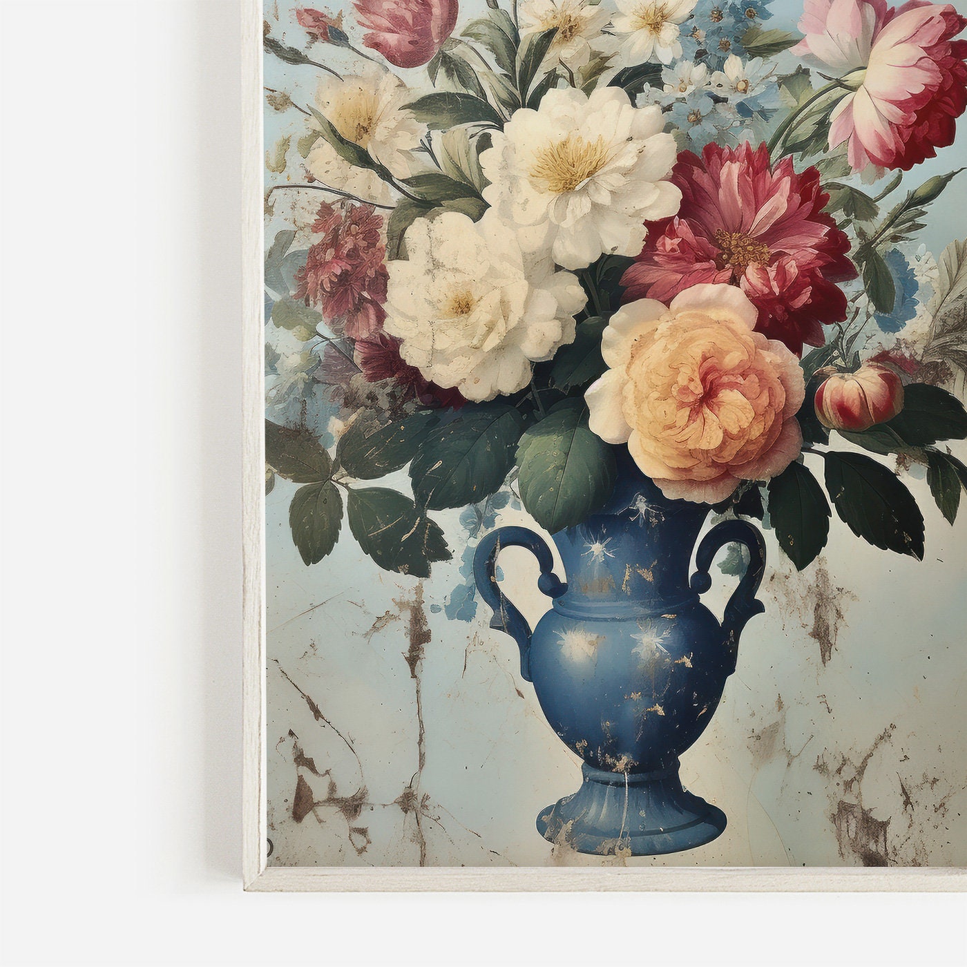 Rustic French Country Style Floral Art, Flower Bouquet Vase, Vintage ...