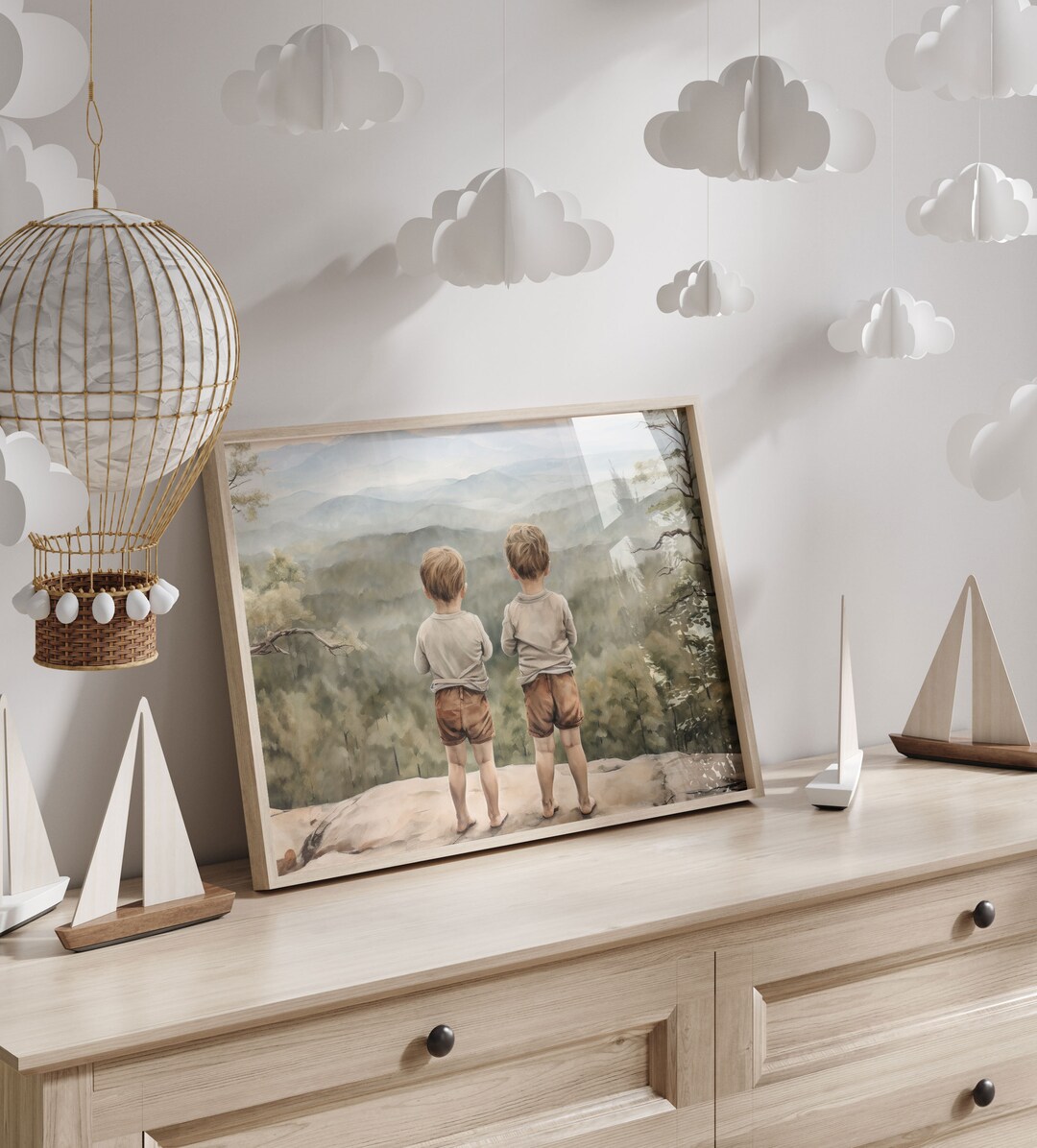 Brothers Print, Boy Adventure Nursery, Little Boys Room Decor, Brothers ...
