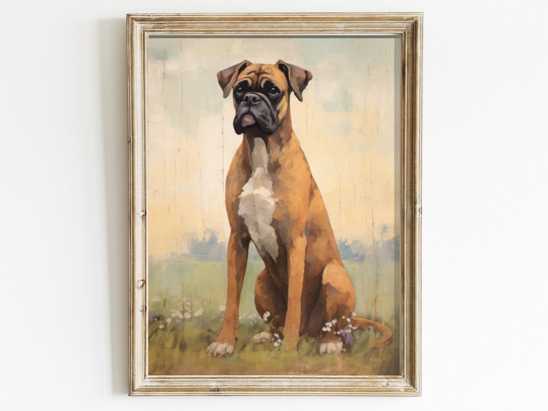 Boxer Dog Vintage Wall Art, Rustic Dog Decor, Gift for Boxer Lovers ...