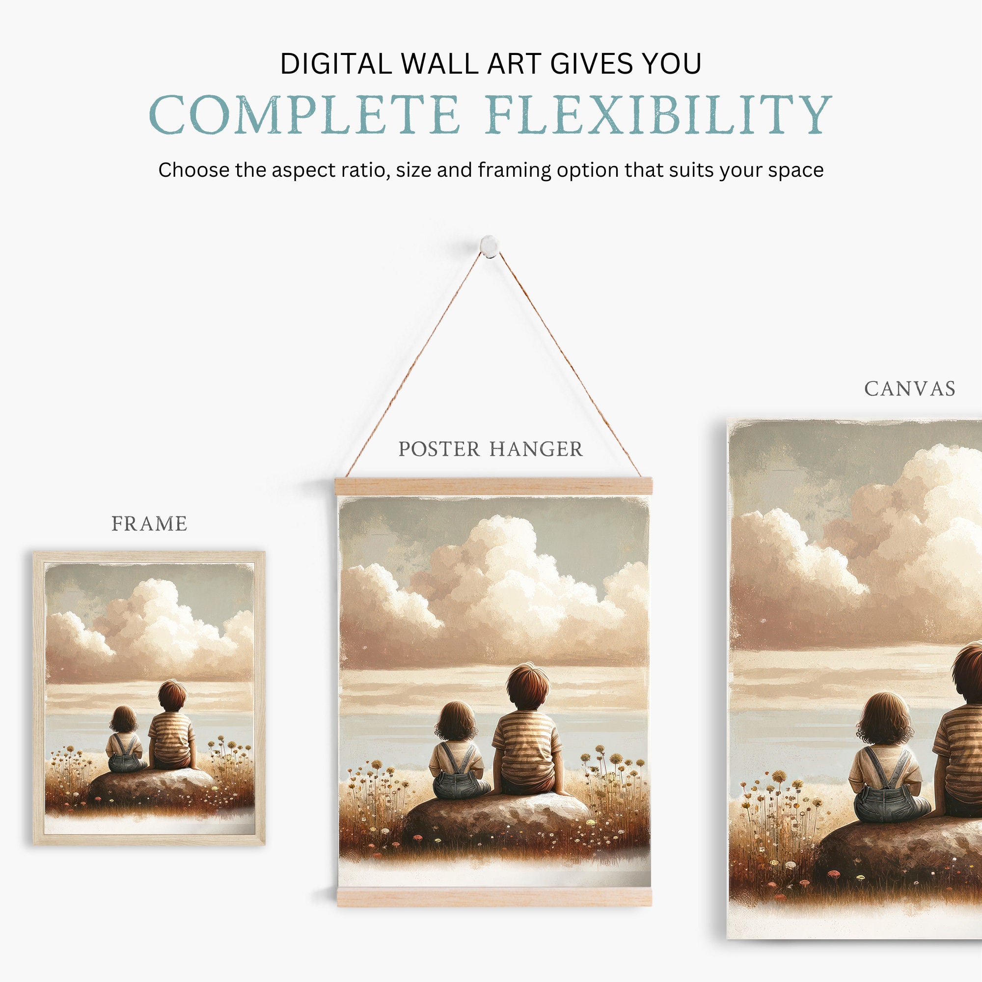 Brother and Sister Wall Art, Siblings Print, Nature Wall Art Kids, Boy ...