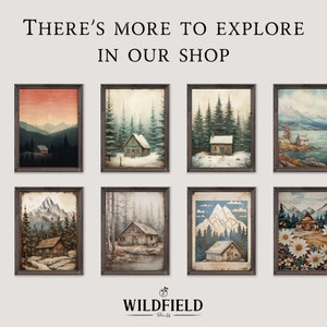 Rustic Mountain Cabin Print, Forest and Mountain Wall Art, Cottage Art ...
