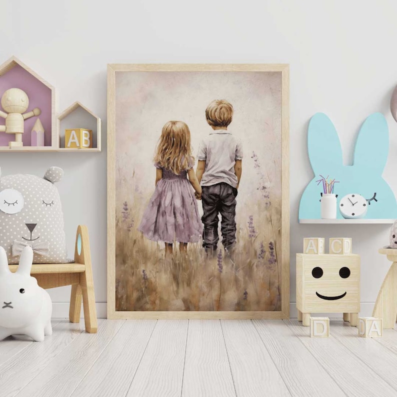 Sibling Wall Art, Brother and Sister Print, Brother and Sister Room ...