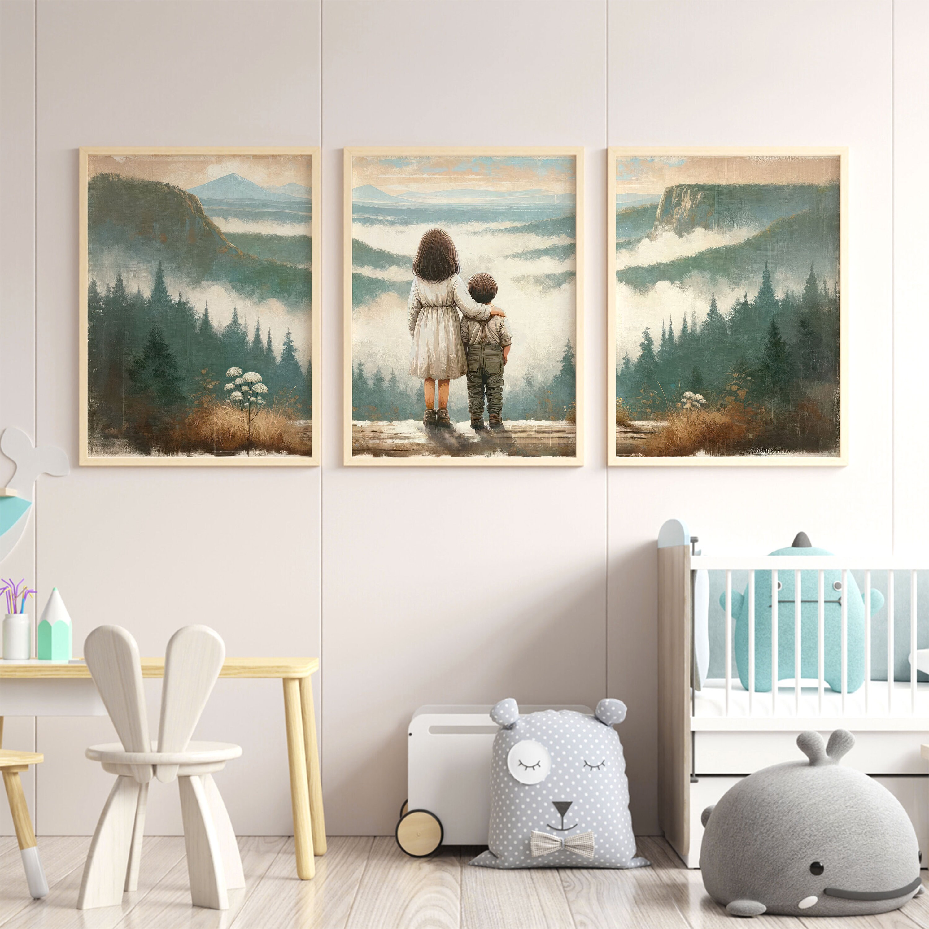 Brother & Sister Wall Art, Boy and Girl Print, Sibling Painting ...
