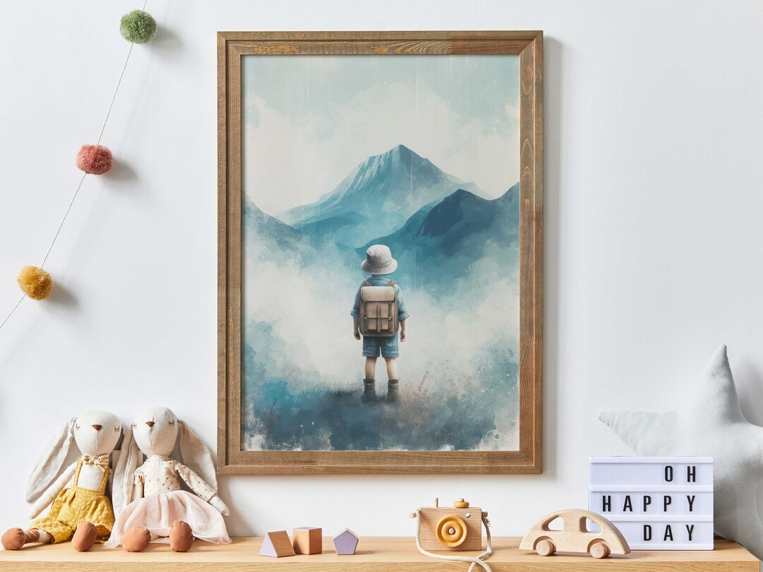 Adventure Boy Art, Mountain Nursery Decor, Hiking Boys Room Wall Decor ...