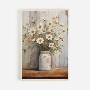 Rustic Floral Wall Art, Daisy Flower Print, Rustic Botanical Art ...
