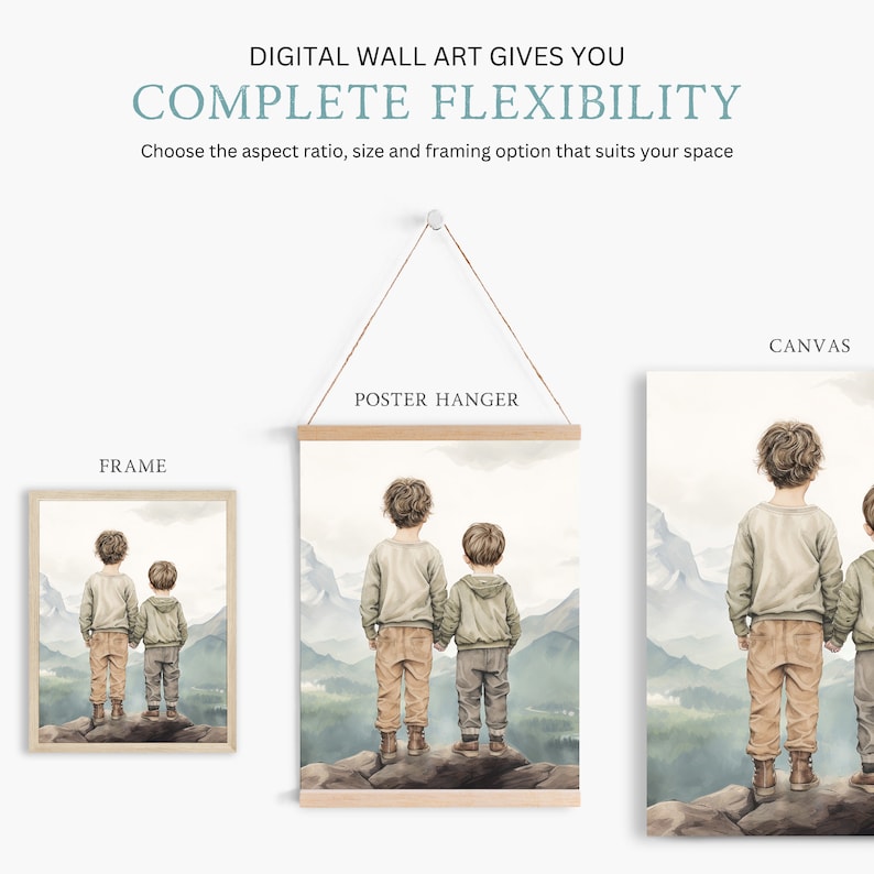 Brother Adventure Art, Set of 3 Triptych Prints, Brother Painting, Big ...
