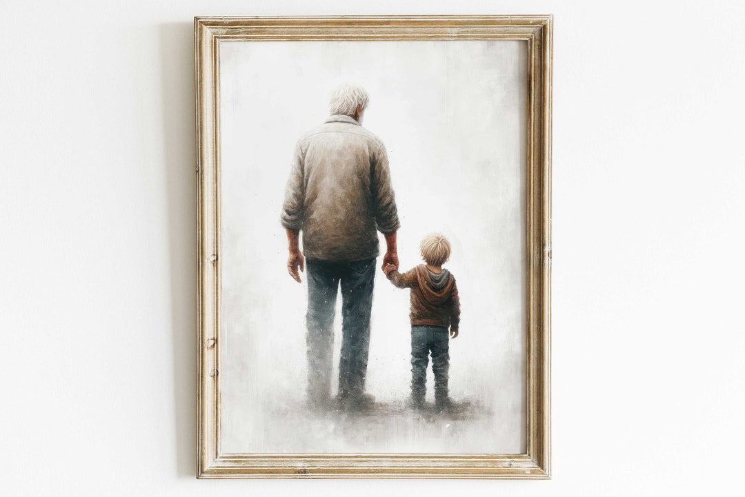 Grandfather & Grandson Print, Grandpa Gift, Grandkids Wall Art ...