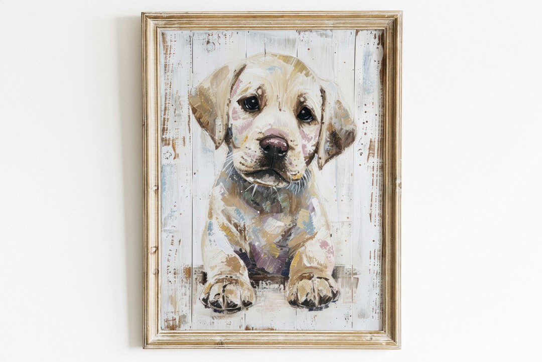 Yellow Lab Art, Labrador Puppy, Puppy Wall Art, Labrador Print, Vintage ...