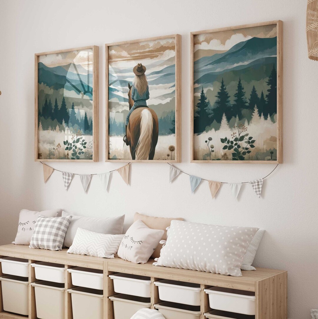 Girl and Horse Print, Horse Nursery Decor, Horse Gifts for Young Girl ...