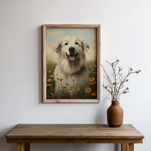 Great Pyrenees Art Print, Great Pyrenees Painting, Vintage Dog Decor ...