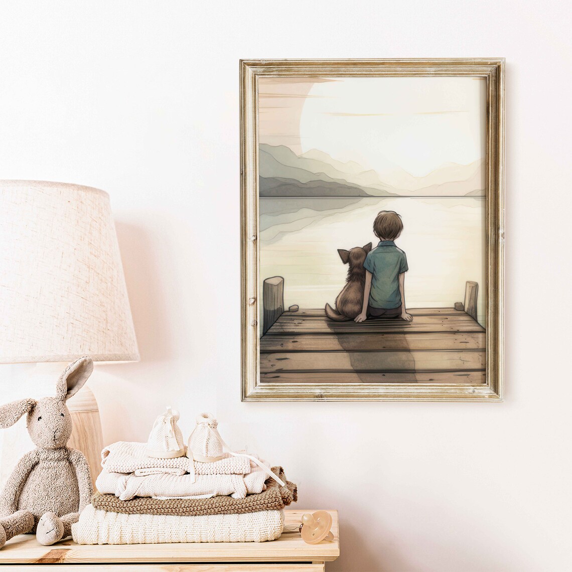 Boy and Dog Art Print, Dog Nursery Decor, Toddler Decor Boy, Dog Wall ...