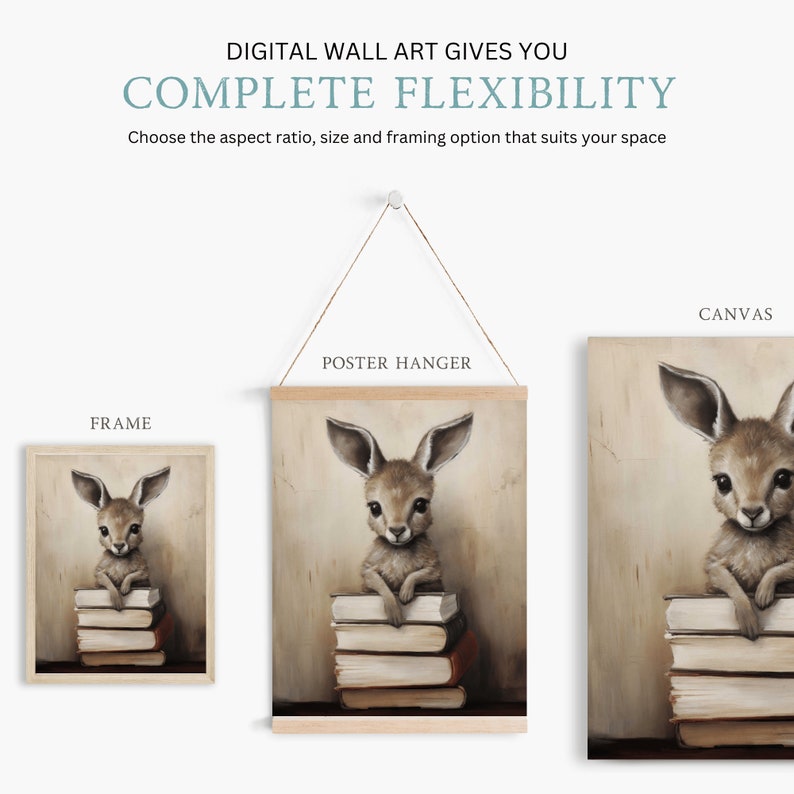 Kangaroo Print Books & Reading Decor Learning and Studying - Etsy
