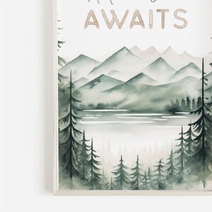 Adventure Awaits Print, Hiking & Camping Quote Wall Art, Inspirational ...