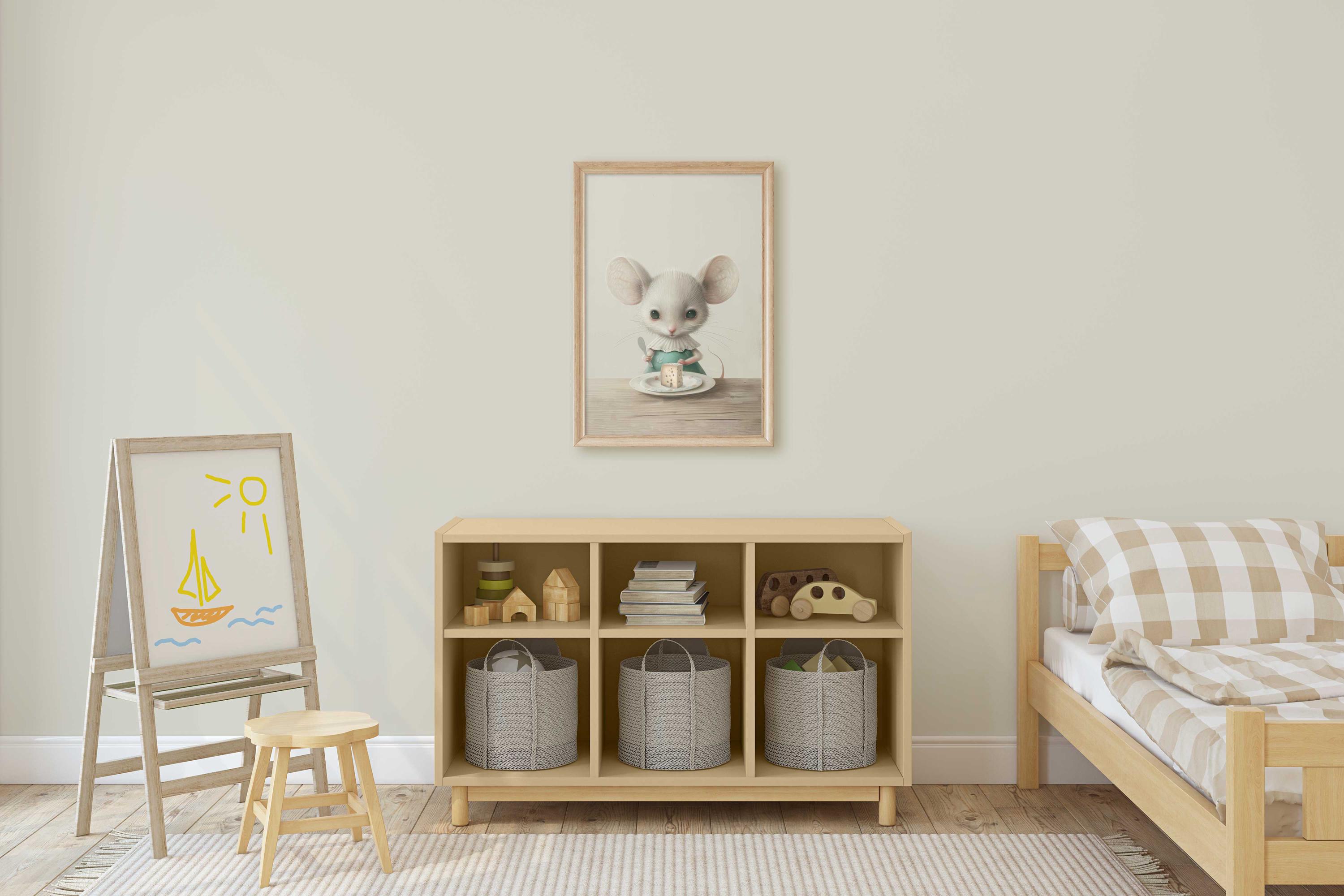 Mouse Nursery Decor, Whimsical Mouse Print, Mouse Eating, Animal ...