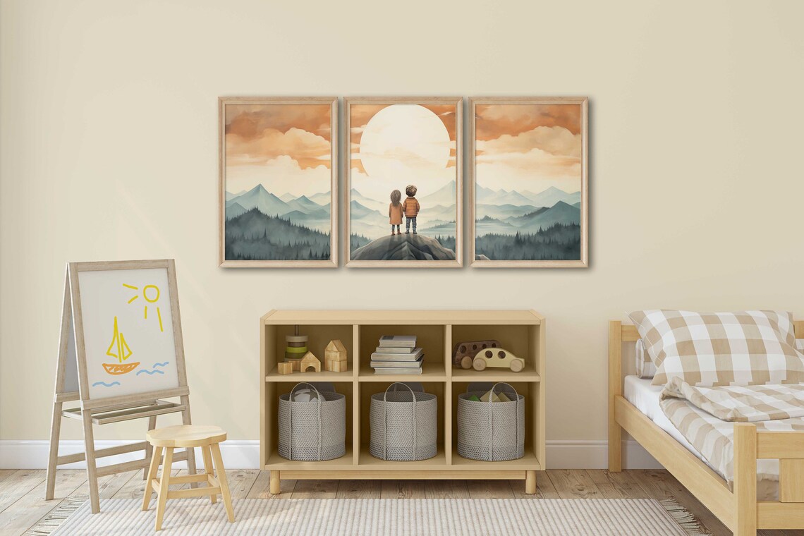 Brother & Sister Adventure Triptych Print Set - Vintage Sibling Wall ...