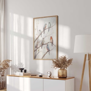 Vintage Bird Print, Birds in a Tree Painting, Tree Branches, Rustic ...