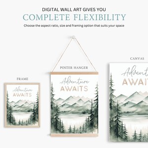 Adventure Awaits Print, Hiking & Camping Quote Wall Art, Inspirational ...