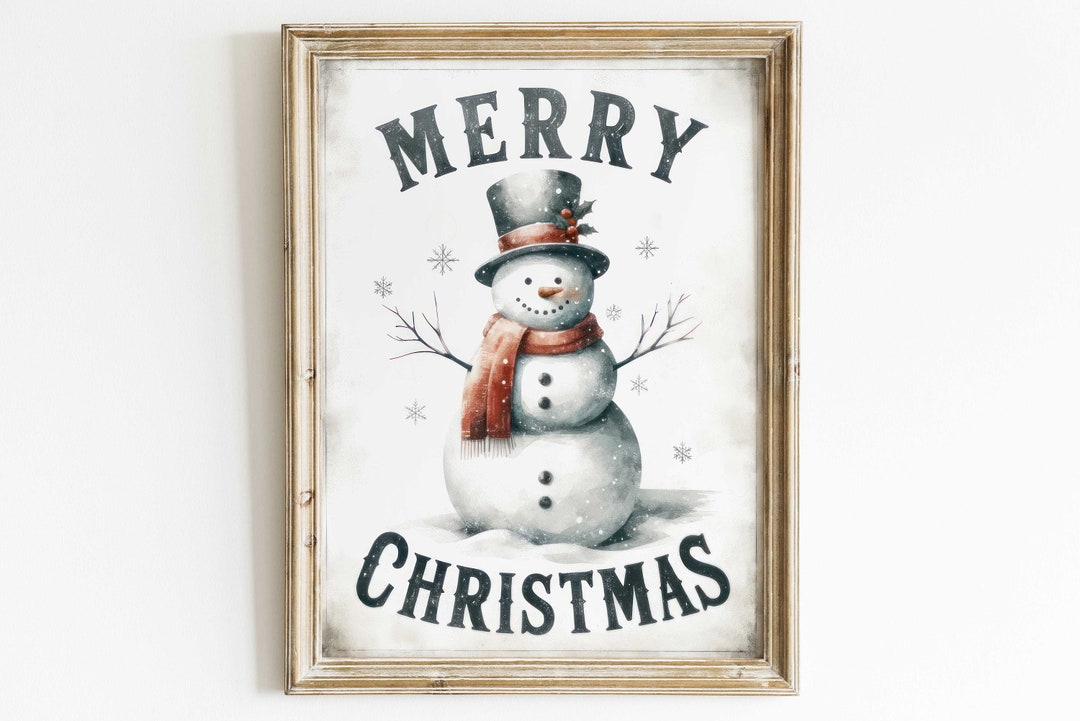 Snowman Nursery Print, Snow Man Wall Decor, Christmas Kids Room Art ...