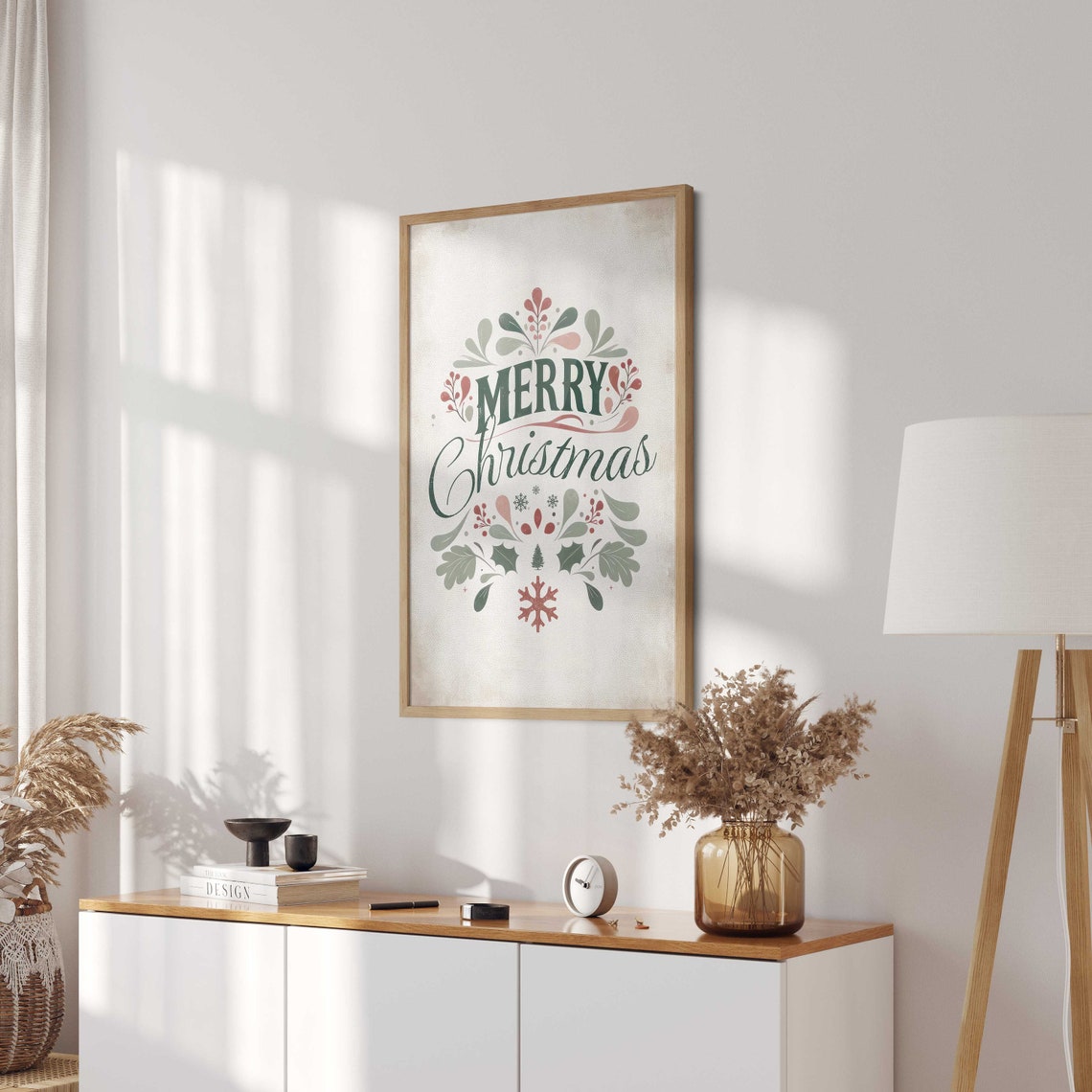 Merry Christmas Print, Christmas Art, Vintage Christmas Wall Decor ...