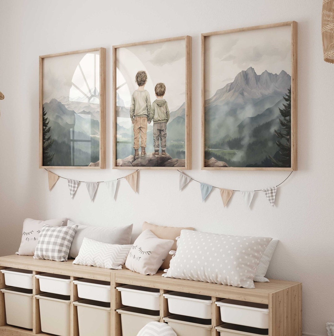 Brother Adventure Art, Set of 3 Triptych Prints, Brother Painting, Big ...