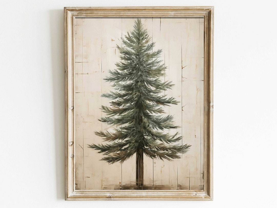 Fir Tree Art, Christmas Wall Art, Vintage Minimalist Nature Print ...