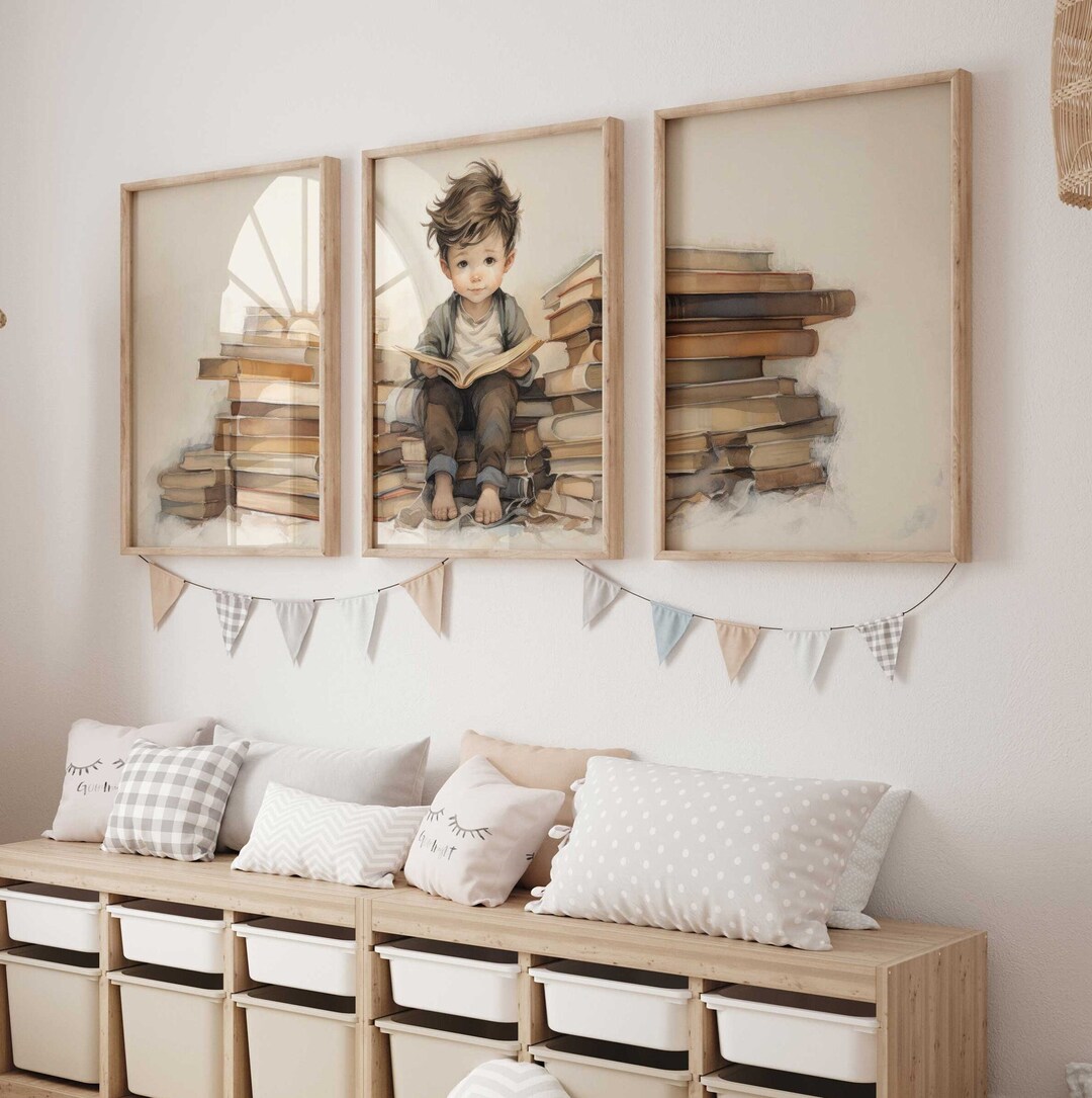 Read Decor, Reading Corner Wall Art, Toddler Room Decor Boy, Set of 3 ...
