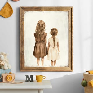 Sister Wall Art, Sister Room Decor, Vintage Sister Painting, Shared ...