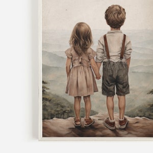 Brother and Sister Room Decor, Siblings Print, Nature Wall Art Kids ...