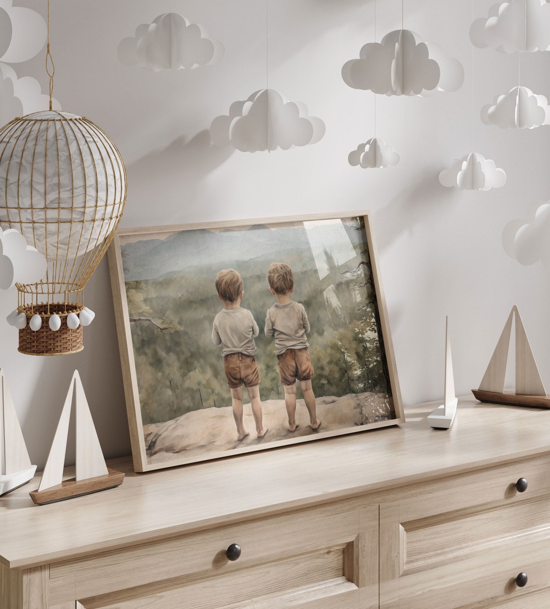 Twin Boys Wall Art, Twin Print Boy, Brothers Print, Boy Adventure ...