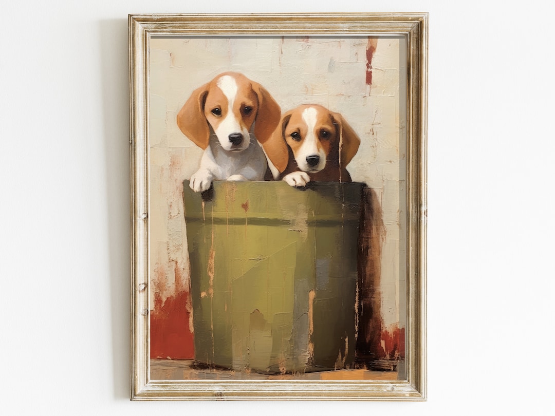 Vintage Beagle Puppies Printable Wall Art, Vintage Art, Printable Print ...