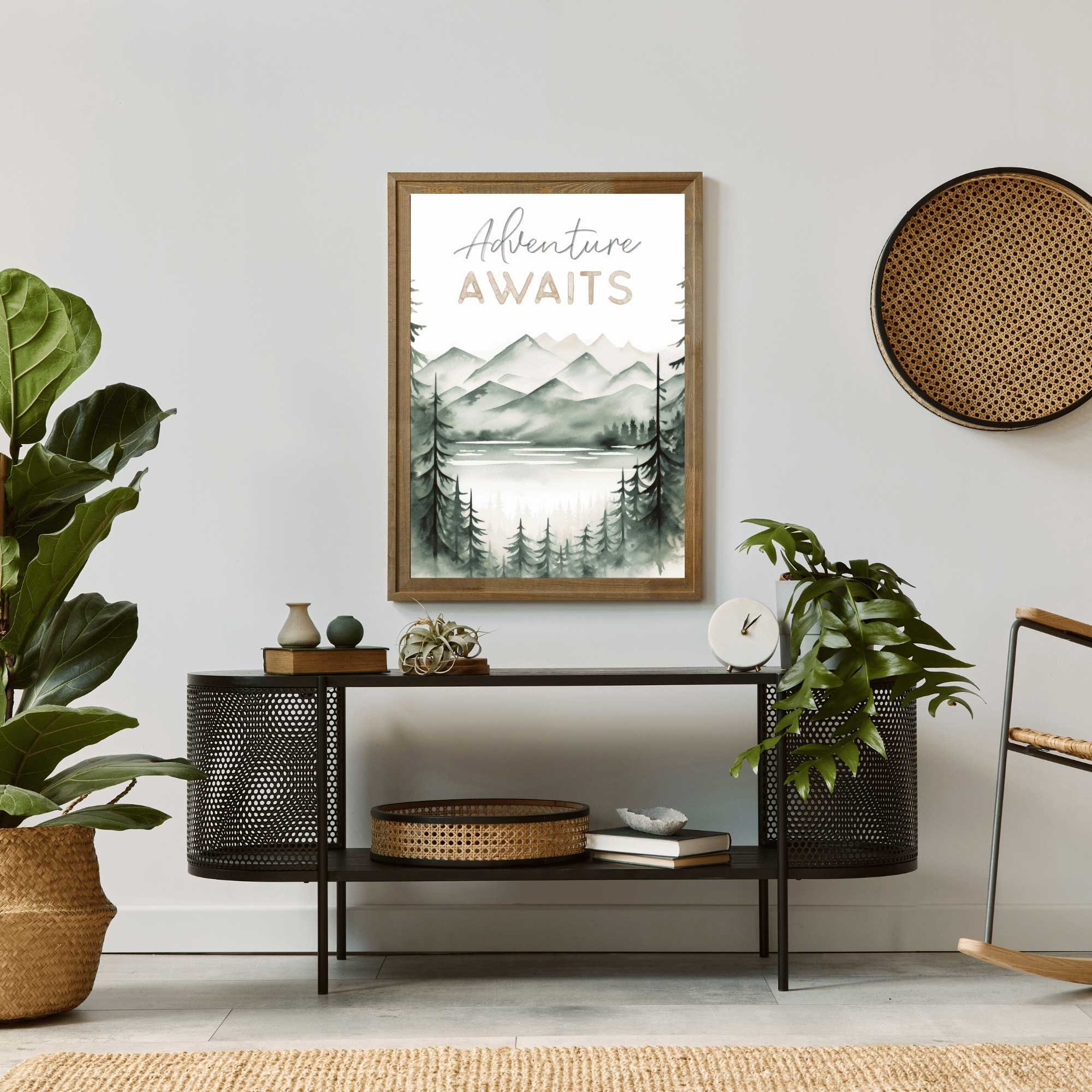 Adventure Awaits Print, Hiking & Camping Quote Wall Art, Inspirational ...