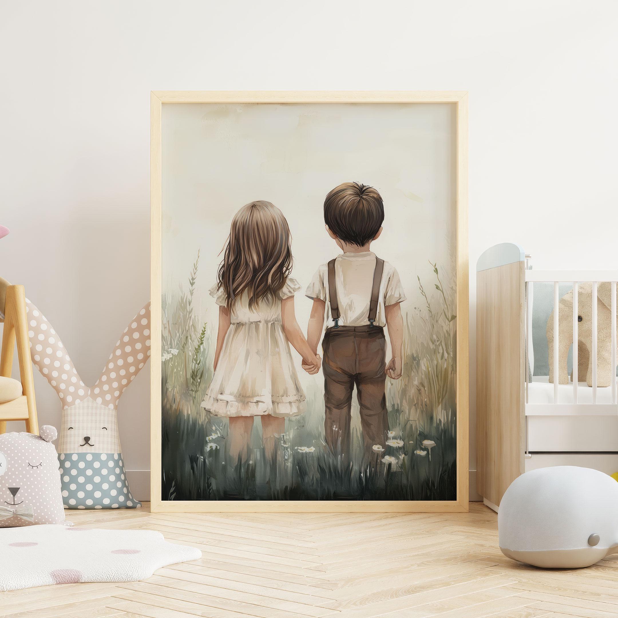 Sibling Print, Brother and Sister Art, Shared Sibling Bedroom, Sibling ...
