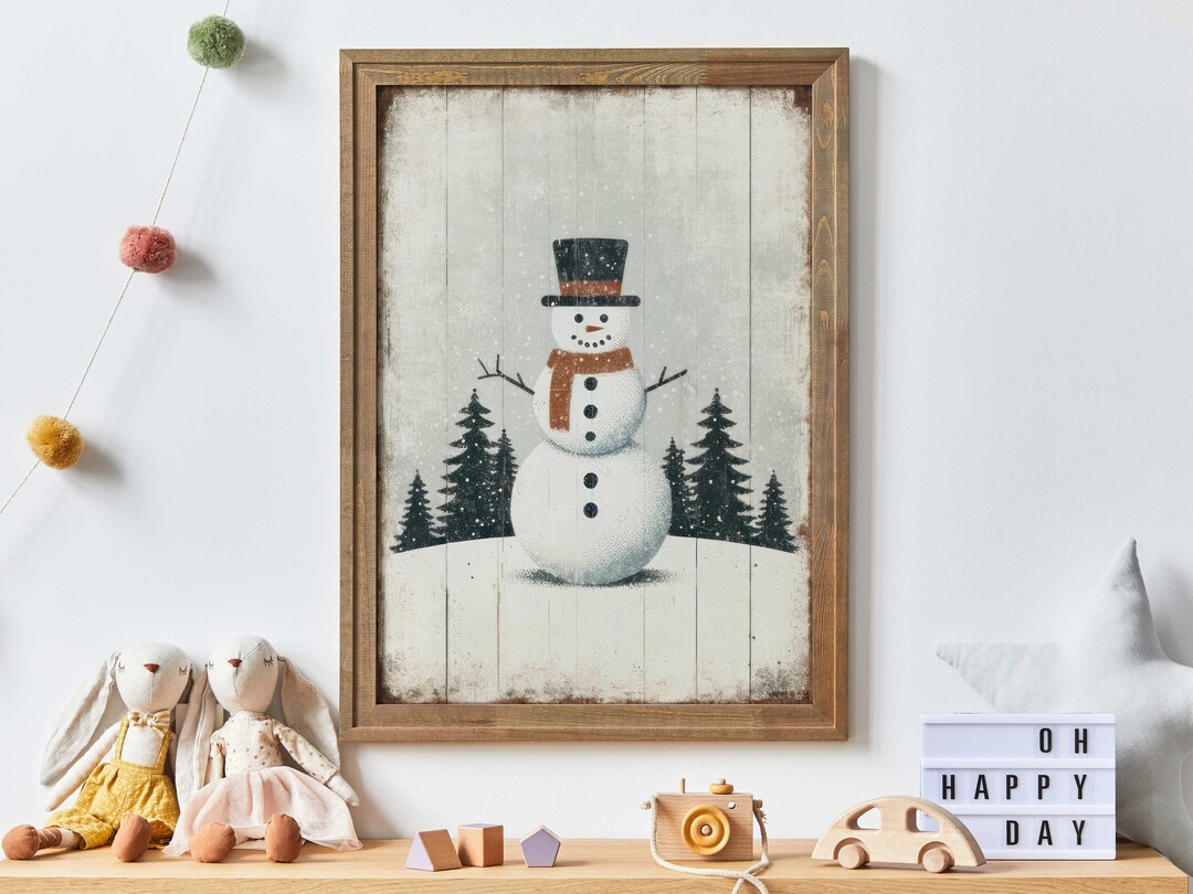 Snowman Printable Art, Christmas Kids Room Art, Snowman Nursery Print ...