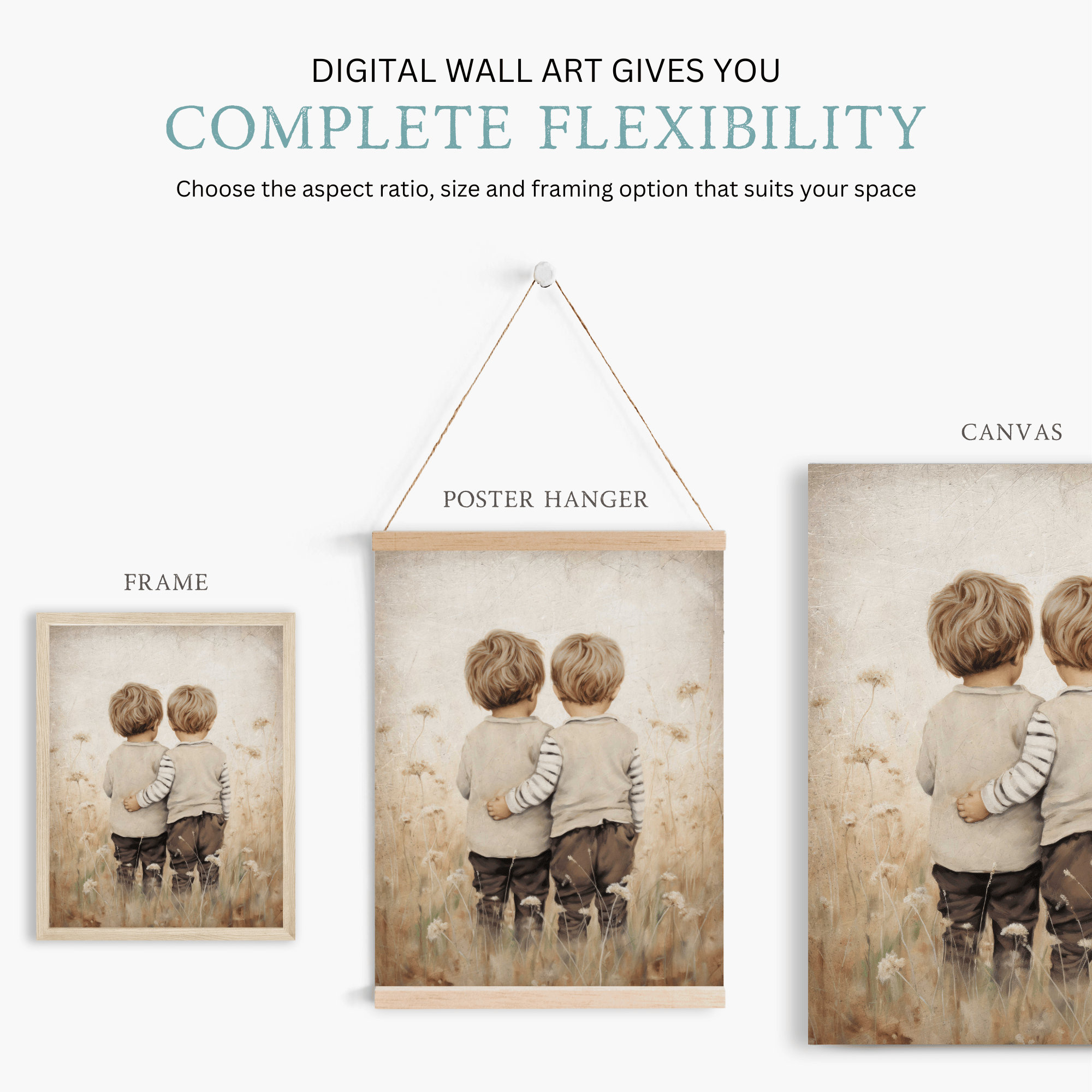 Twin Boys Wall Art, Brother Room Print, Twin Brothers Painting, Twin ...