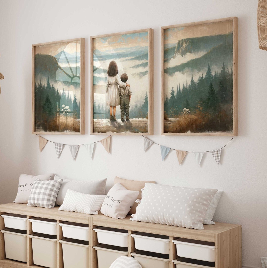 Brother & Sister Wall Art, Boy and Girl Print, Sibling Painting ...