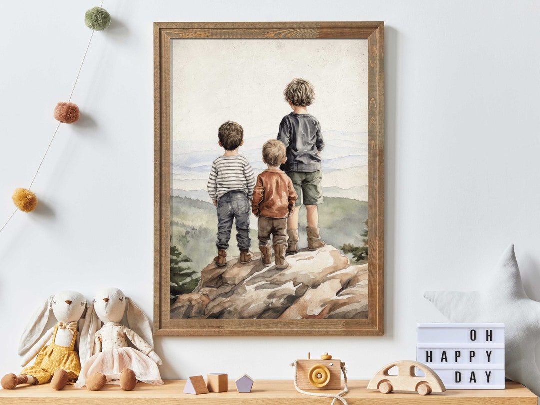 Brothers Room Print, Three Brothers Painting, Best Friends Adventure ...