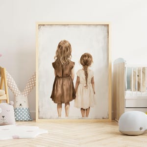 Sister Wall Art, Sister Room Decor, Vintage Sister Painting, Shared ...