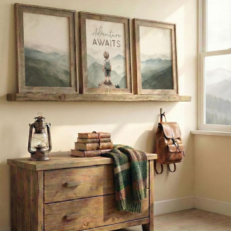 Adventure Awaits Print, Adventure Wall Art Boy, Mountain Nursery Prints ...