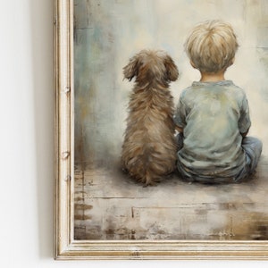 Boy and Dog Art Print, Puppy Nursery Print, Dog Nursery Wall Art, Pet ...