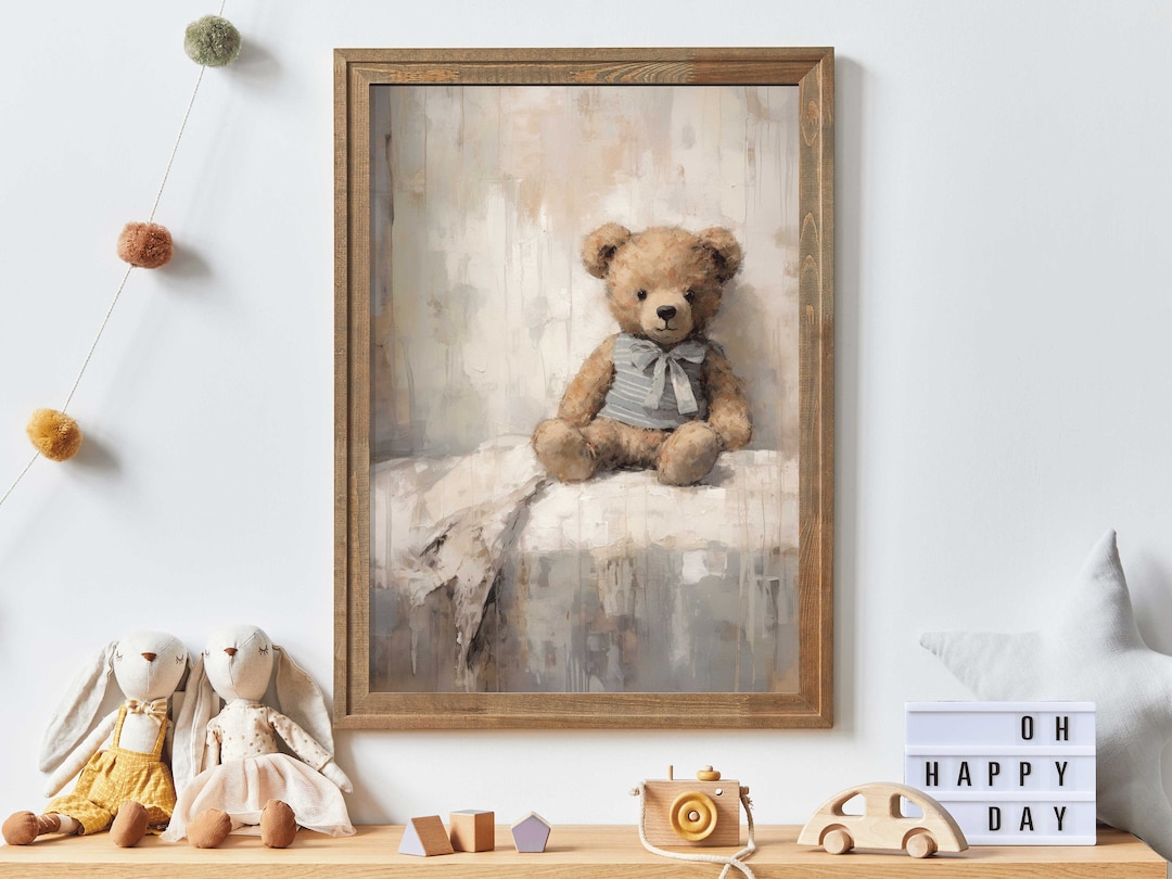 Rustic Nursery Decor, Bear Nursery Decor, Vintage Teddy Bear Print ...
