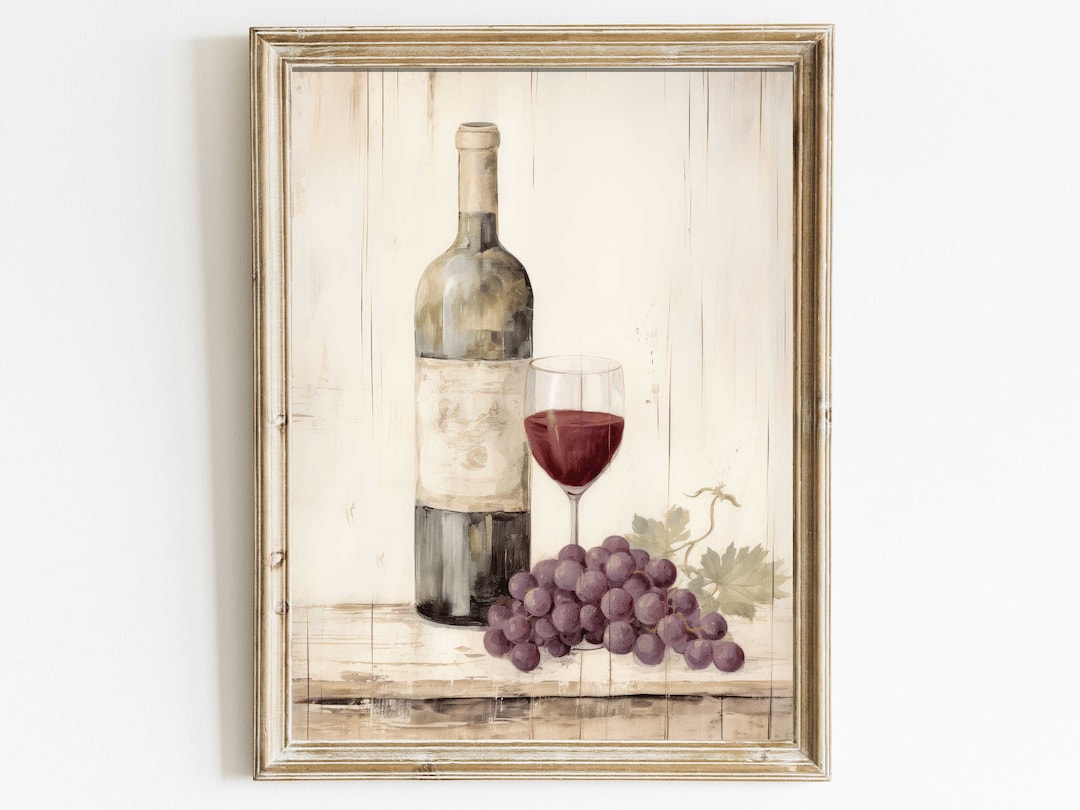 Elegant Vintage Wine & Grape Wall Art: Rustic Elegance Printable ...