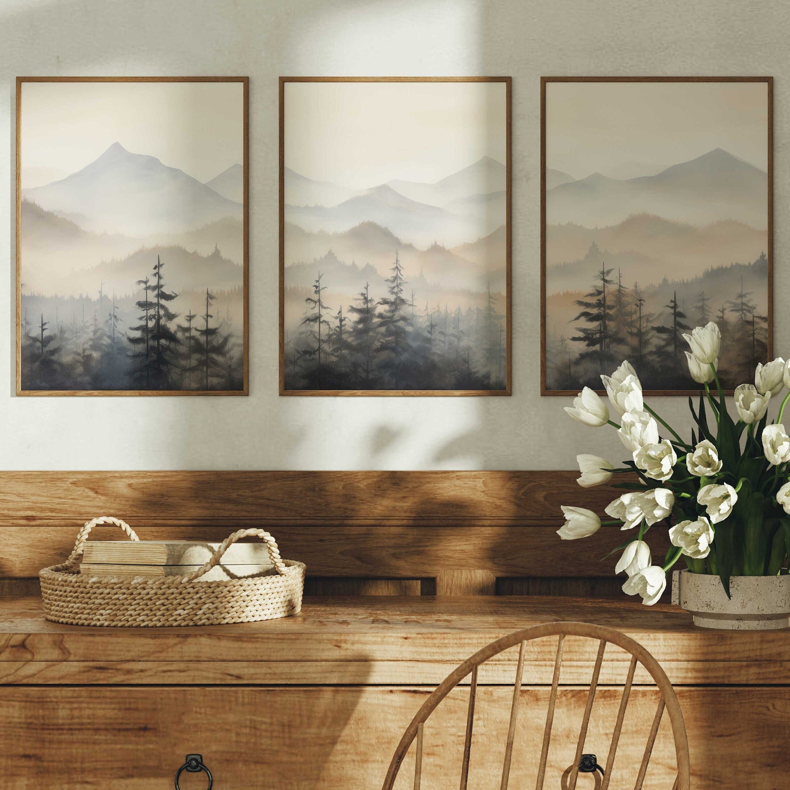 Forest & Mountain Landscape Painting, Forest Landscape, Nature Wall Art ...