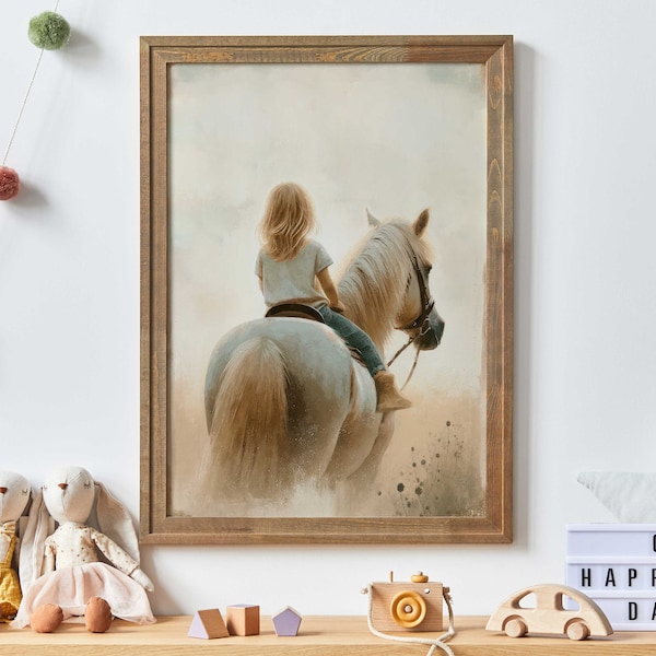 Girl Riding Horse Art Print - Etsy