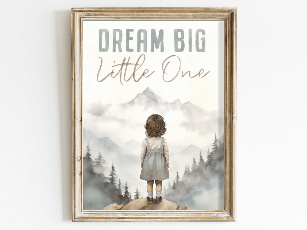 Dream Big Little One, Nursery Quote Wall Art, Motivational Saying, Girl ...