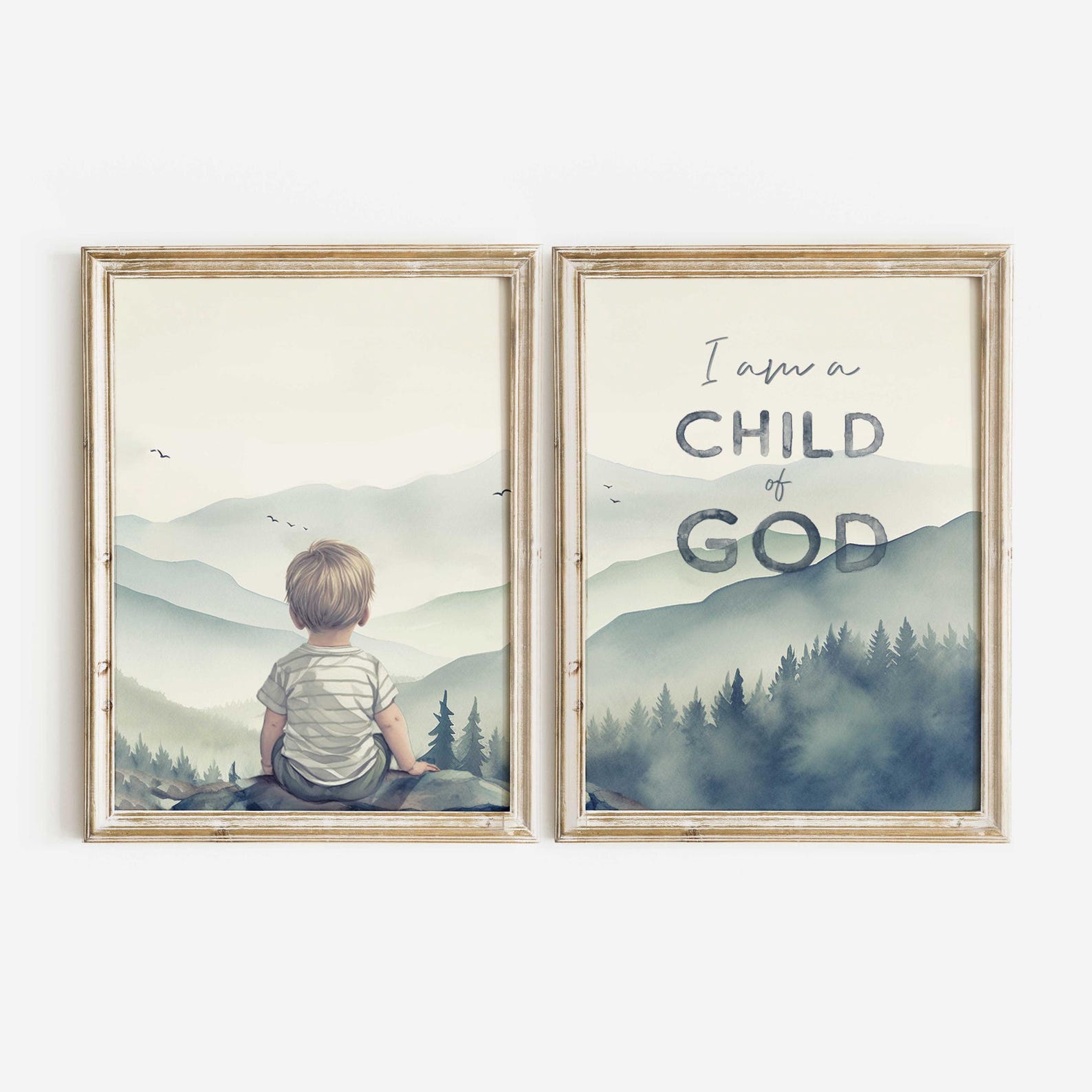 Child of God Nursery Print Set: Vintage Mountain Landscape (digital ...