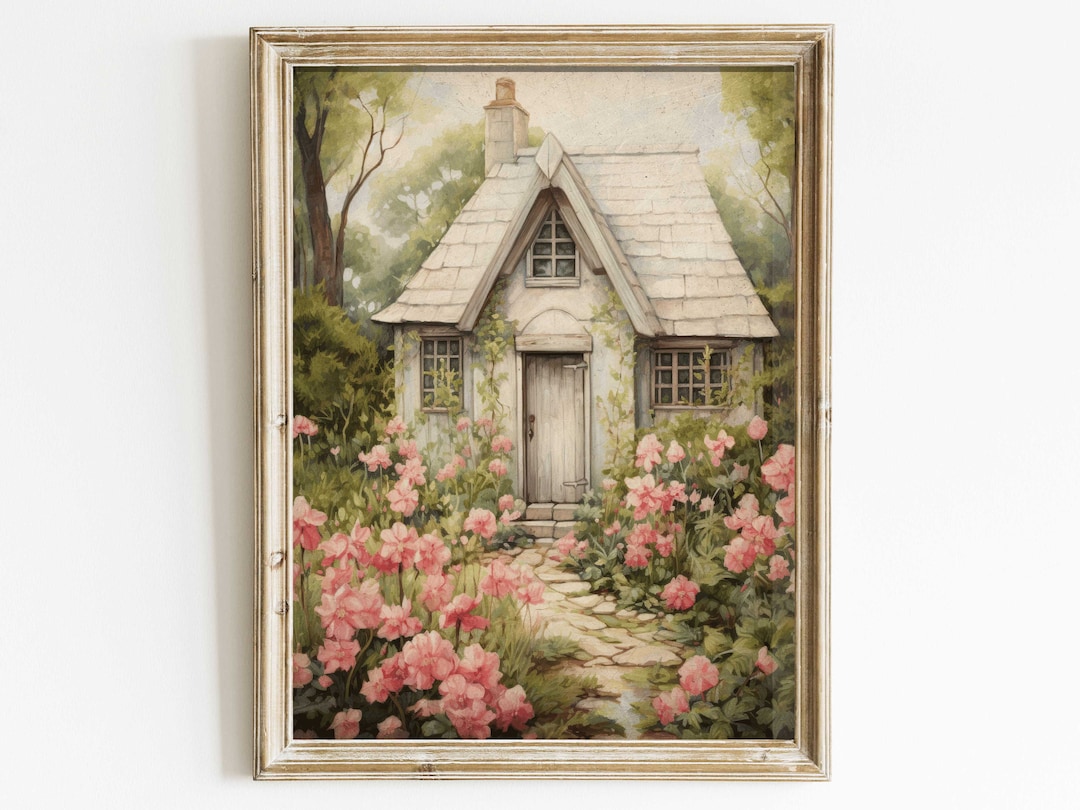 Country House Flower Garden Wall Art, Vintage French Countryside Art ...