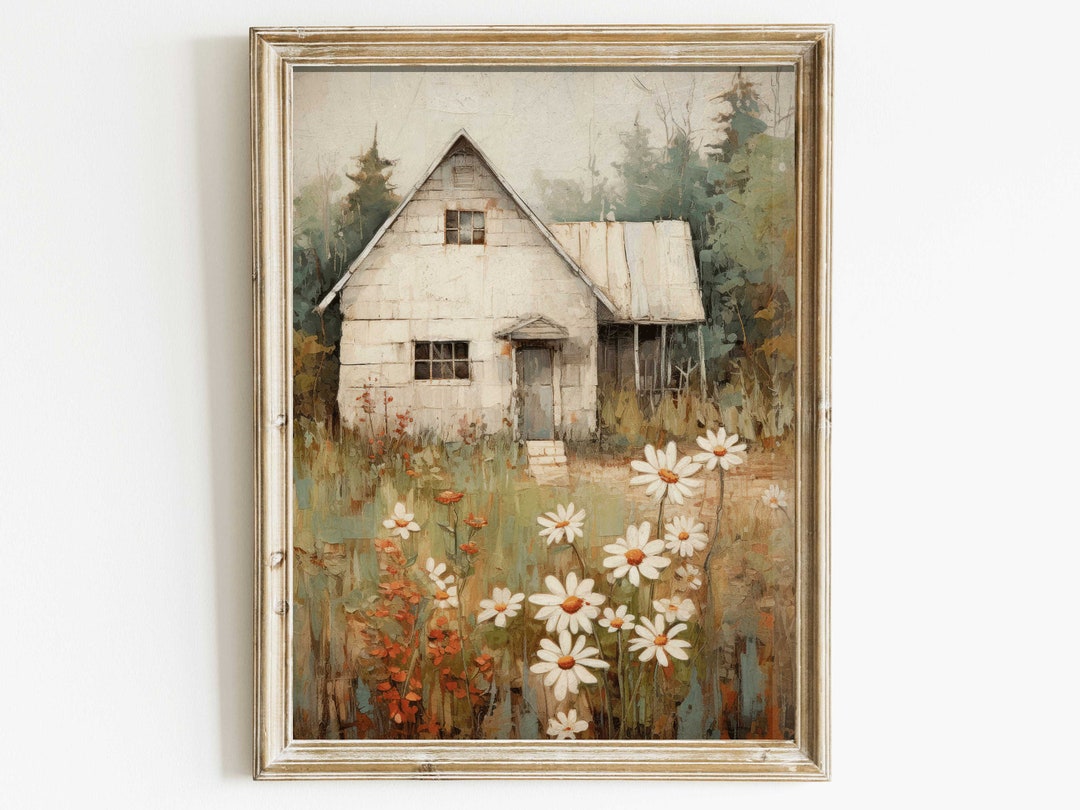 Old House Countryside Print, Rustic Farmhouse Wall Decor, Vintage ...