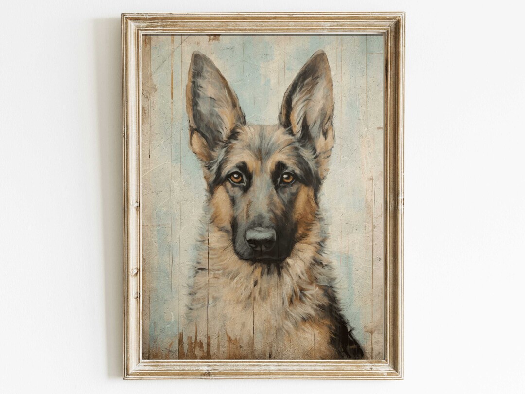 German Shepherd Print, Vintage Dog Wall Art, Farmhouse Dog Decor ...